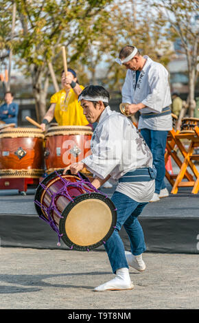 Japanese Taiko drum performance in Kawakita fireworks festival in ...