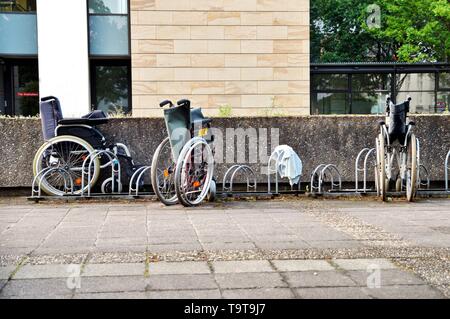 Old and dirty wheelchair in an abandoned house. Ontario, Canada Stock ...