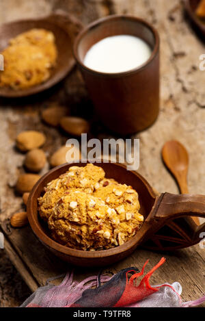 Bunch of oat cookies on table cloth Stock Photo - Alamy