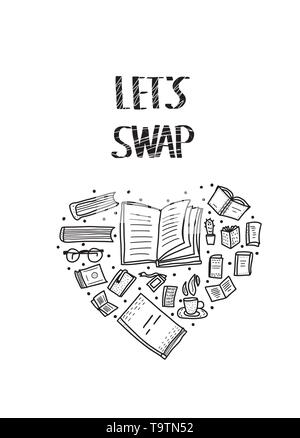 Lets Swap lettering with doodle style decoration. Quote for clothes ...
