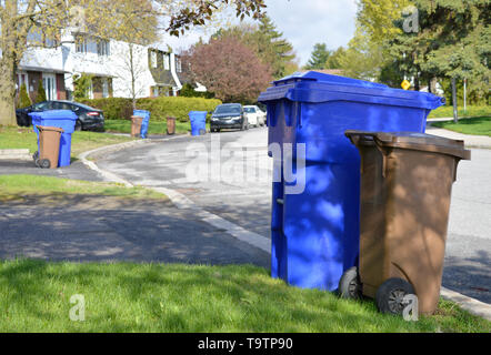Brown bins for the collection of compost in Montreal, QC, Canada Stock ...