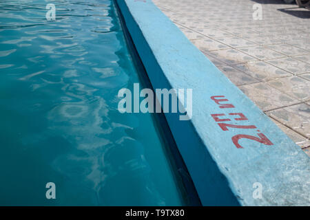 Pool depth marker Stock Photo - Alamy