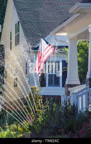 Patriotic Neighborhood with American Flags Stock Photo - Alamy