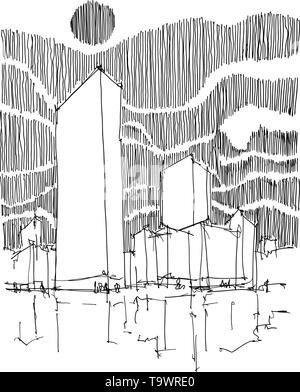 hand drawn architectural sketch of a modern abstract architecture Stock ...