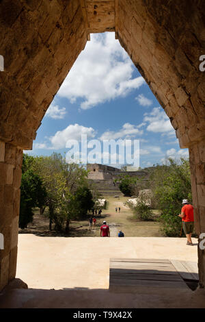 Mexico tourist - looking into the Nunnery Quadrangle, Uxmal from inside ...