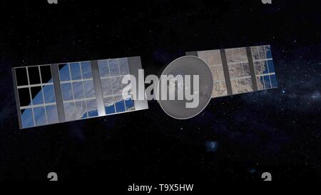 3D illustration of Satellite scanning and monitoring the Earth from ...