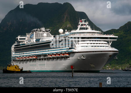 Cruise ship docked at the Pago Pago harbor, Pago Pago, Tutuila Island ...