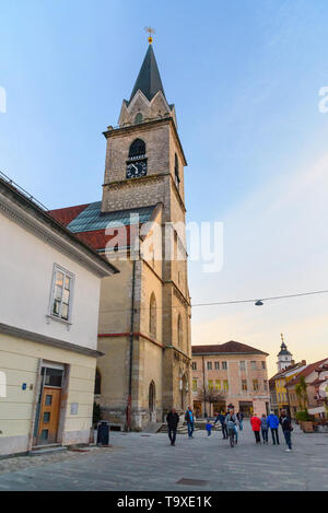 Kranj, Slovenia - October 25, 2018: On the street of old town Kranj in ...
