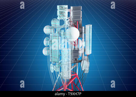 Visualization 3d cad model of communication satellite dish with ...