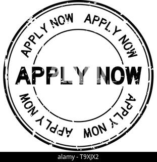 Grunge black apply now word round rubber seal stamp on white background Stock Vector Image & Art ...