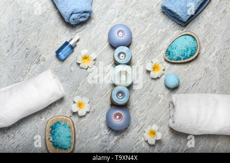 Spa composition on light wooden background Stock Photo - Alamy