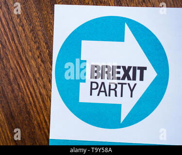 London, UK - May 20th 2019: A close-up of the Green Party logo on an ...