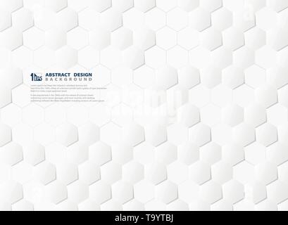 White hexagonal technology 3D vector abstract background. Technology futuristic modern hexagon ...