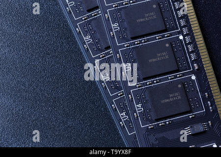 black pc memory universal dark cloesup background with selective focus ...