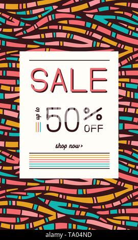 Bright Patterned Tribal Abstract Sale Promotion Square Banner. Social ...