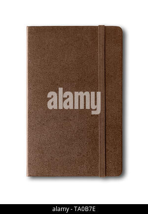 Dark Leather closed notebook mockup isolated on white Stock Photo - Alamy