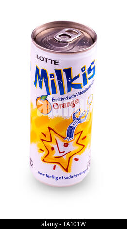 Orange juice produced in an organic photographed on white background ...