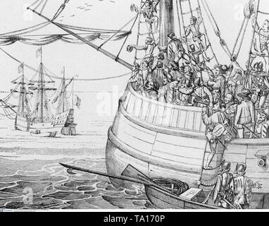 Christopher Columbus, first landed in America, oil, 1862 Stock Photo ...