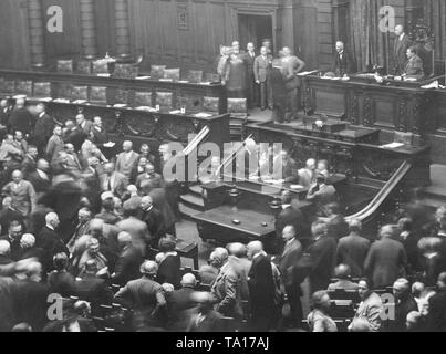Reichstag President Hermann Goering (above) opens the first Reichstag ...
