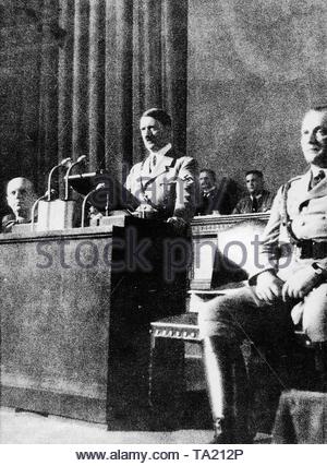Adolf Hitler during the Reichstag session on 23/03/1933 Stock Photo - Alamy