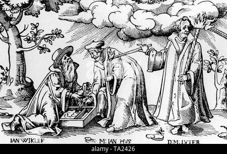 Martin Luther and Jan Hus or Johannes Huss giving the Eucharist, 15th ...
