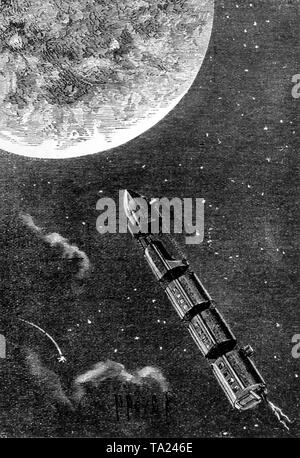 Jules Verne's 'From the Earth to the Moon' (1865). This scene (showing ...