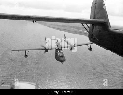 A Blohm & Voss BV 138 flying boat taking off at a base in Norway. Photo ...