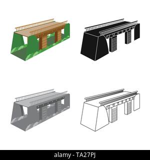 Vector illustration of bridgework and bridge sign. Set of bridgework ...