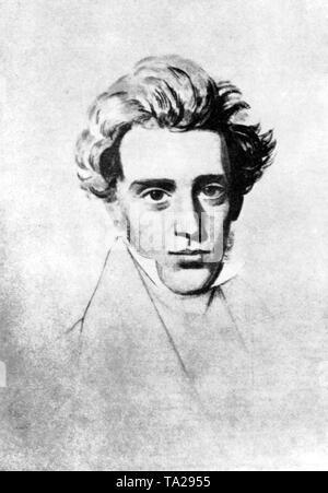 SOREN AABYE KIERKEGAARD Danish philosopher Date: 1813 - 1855 Stock ...