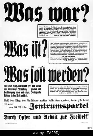 Center Party poster for the Reichstag elections of 1932. Bruning, the ...