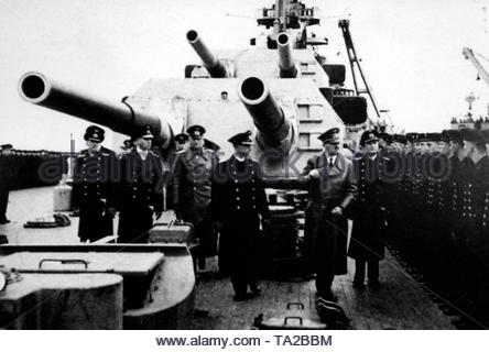 Hitler with navy officers on board a battle cruiser 1935 Stock Photo ...