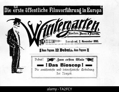 Announcement for the first public screening of the Sladanowsky brothers ...