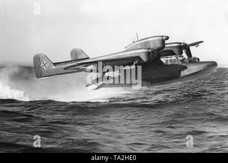 A Blohm & Voss BV 138 flying boat during a mission in the North Sea ...