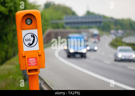 Emergency telephone on the German Highway (Autobahn), Germany, Europe ...