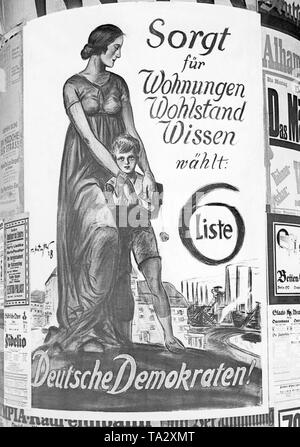 Election poster of the German Democratic Party (DDP) for the Reichstag ...
