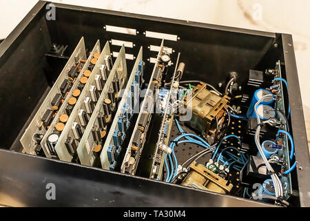 Inside the old computer. Electronic components of old laptop Stock ...