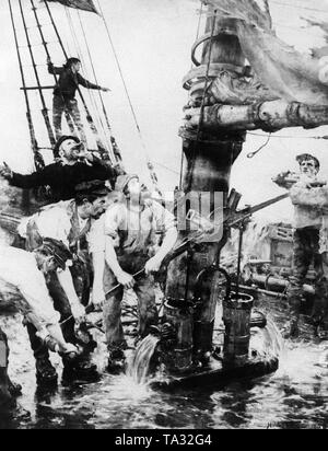 Henry Scott Tuke, All Hands to the Pumps, painting in oil on canvas ...