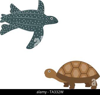 Leatherback turtle icon in flat style, african animal vector ...
