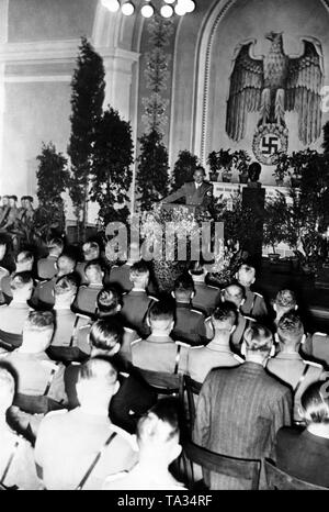 Bernhard Rust during a speech to Napola students Stock Photo - Alamy