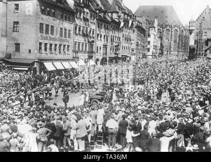 A street scene during the Nuremberg Rally 1933 in Nuremberg, Germany ...