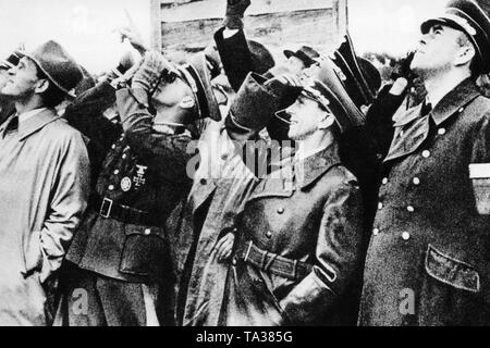 Joseph Goebbels (second from right) and Reich Foreign Minister Freiherr ...