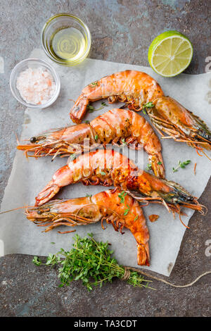 grilled tiger prawns Stock Photo - Alamy