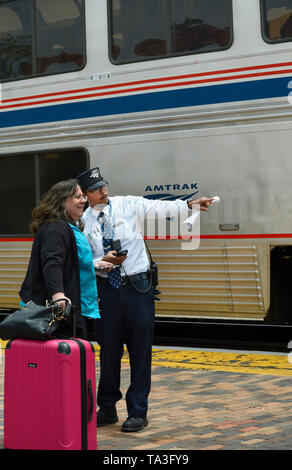Amtrak railroad conductor Stock Photo - Alamy