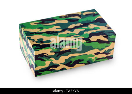 box khaki on white background Stock Photo - Alamy