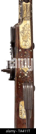 A North Italian bone-inlaid wheellock wall rifle, circa 1600 A heavy ...