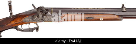 A percussion rifle, Fischer und Sohn of Lübeck, circa 1860 Octagonal ...