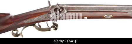 A percussion rifle, Fischer und Sohn of Lübeck, circa 1860 Octagonal ...