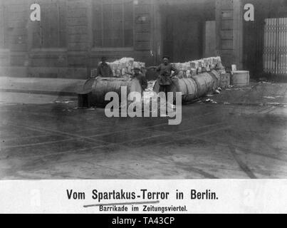 Barricade during the Spartacus uprising in Berlin, 1919 Stock Photo - Alamy