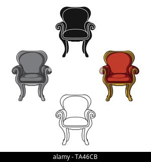 Wing-back chair icon in outline style isolated on white background ...
