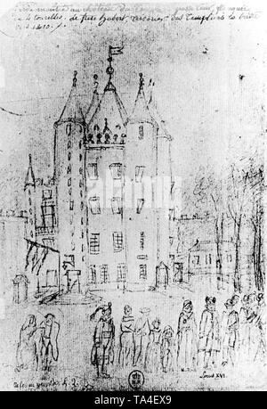 LOUIS XVI PRISON TOWER TEMPLE, January 20, 1793 "Prison de Louis XVI à ...